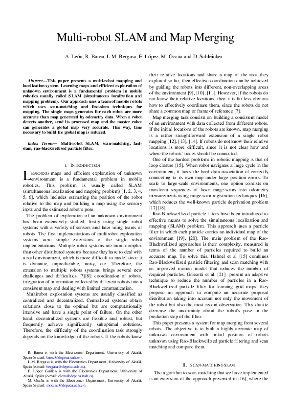 (PDF) Multi-robot SLAM and Map Merging
