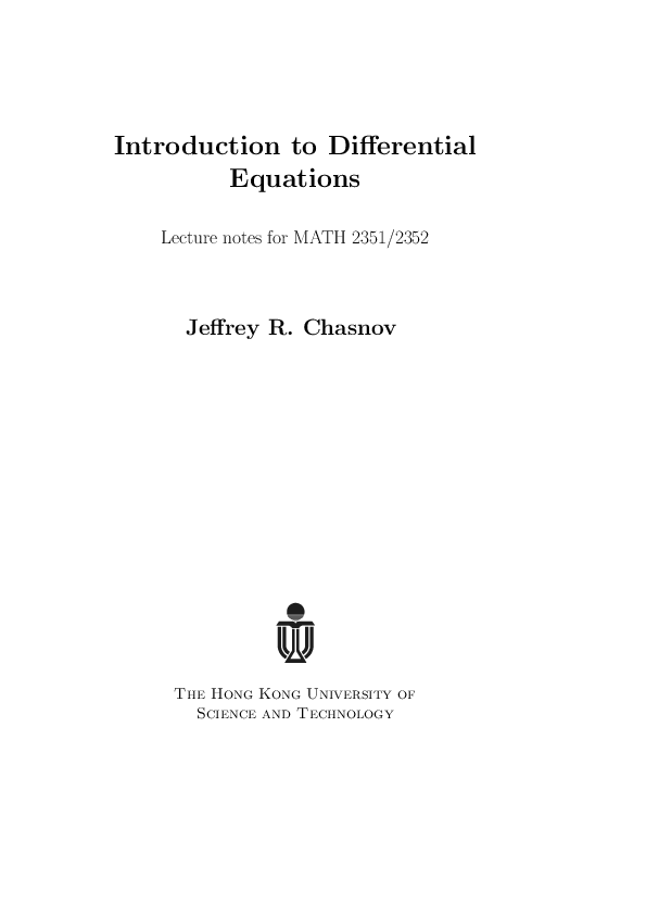 (PDF) Introduction to Differential Equations