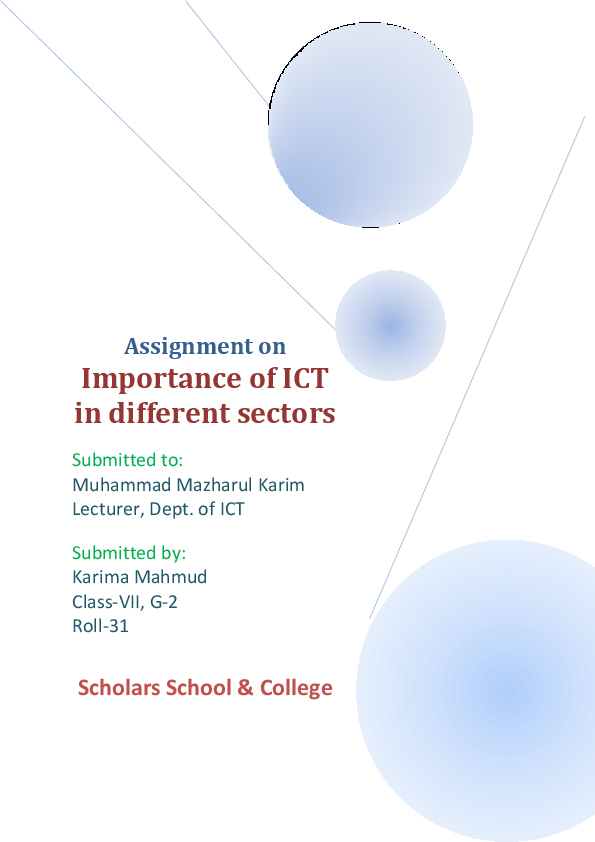 (PDF) Importance of ICT in different sectors Scholars School & College