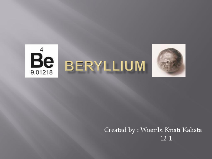 (PPT) Beryllium ppt anorganik