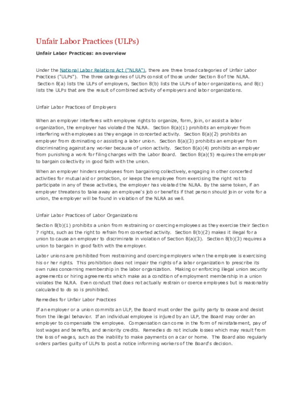 (DOC) Unfair Labor Practices (ULPs