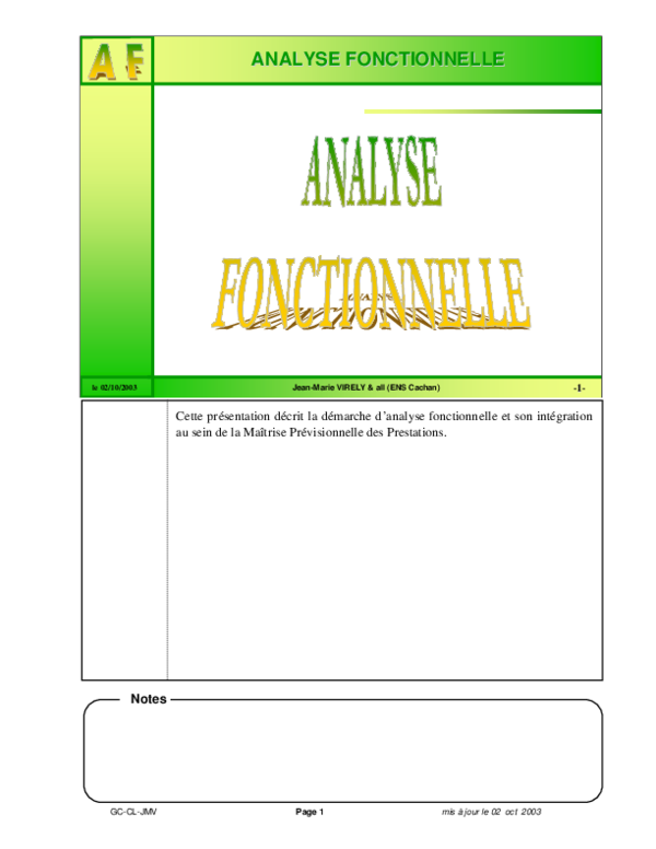 (PDF) ANALYSE FONCTIONNELLE ANALYSE FONCTIONNELLE -1 1
