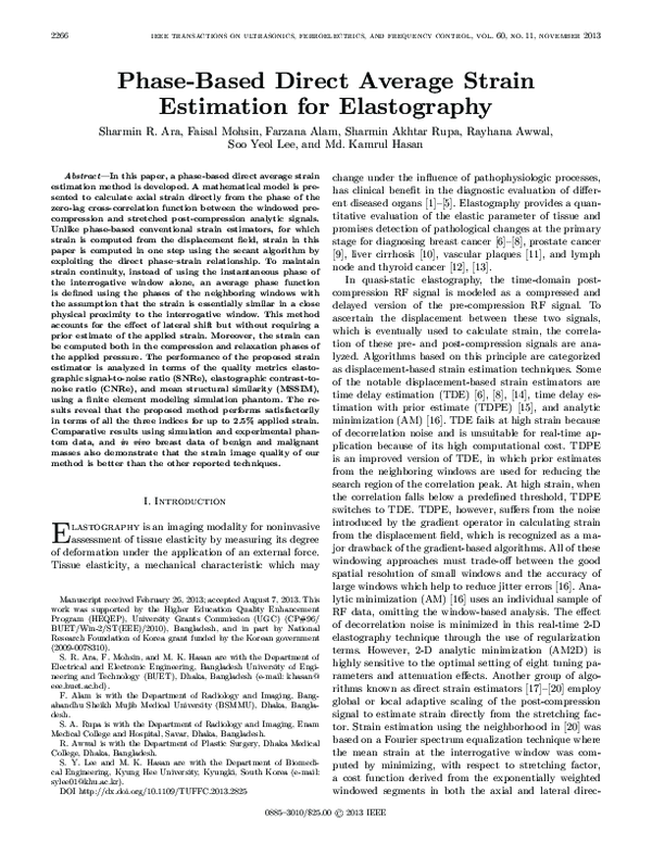Pdf Lesion Edge Preserved Direct Average Strain Estimation For Ultrasound Elasticity Imaging