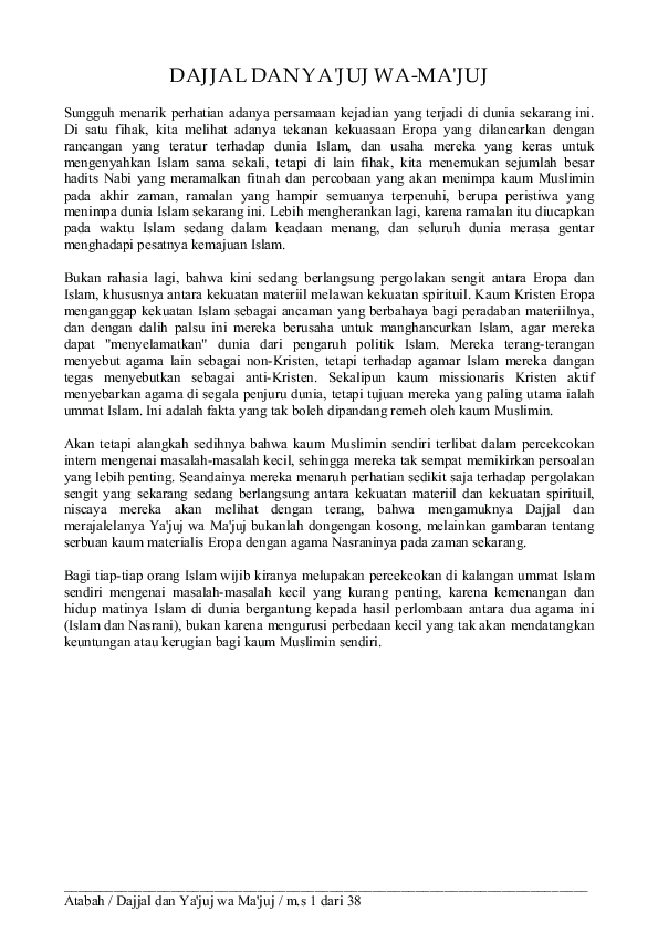 (PDF) DAJJAL DAN YA'JUJ WA-MA'JUJ