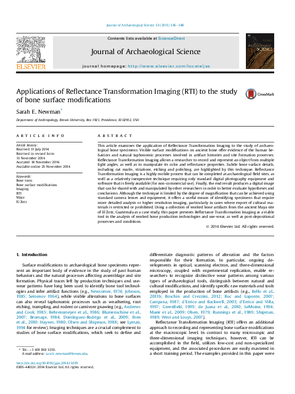 (PDF) Applications of Reflectance Transformation Imaging (RTI) to the ...