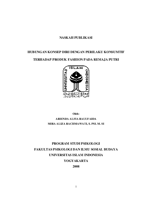 (PDF) NASKAH PUBLIKASI HUBUNGAN KONSEP DIRI DENGAN PERILAKU KONSUMTIF TERHADAP PRODUK FASHION ...