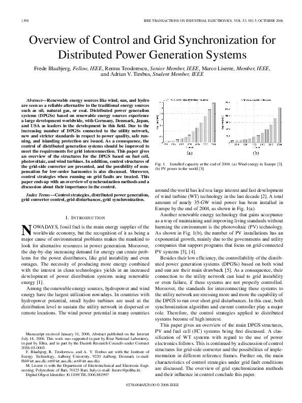 (PDF) Overview of Control and Grid Synchronization for Distributed Power Generation Systems
