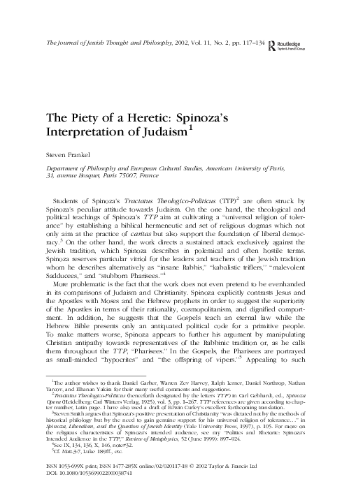 (PDF) The Piety of a Heretic: Spinoza's Interpretation of Judaism