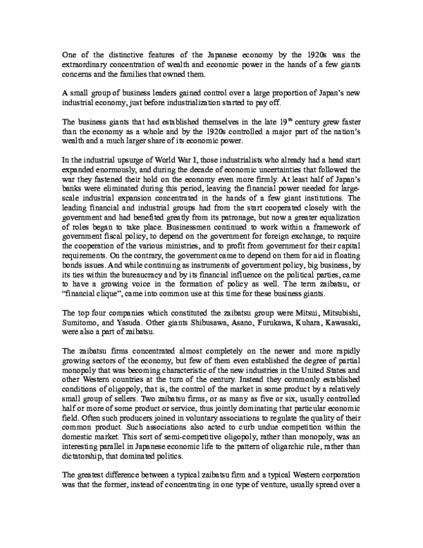 (DOC) Zaibatsu System