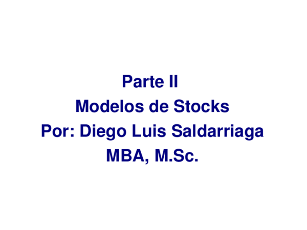 (PDF) Parte II Modelos de Stocks Por