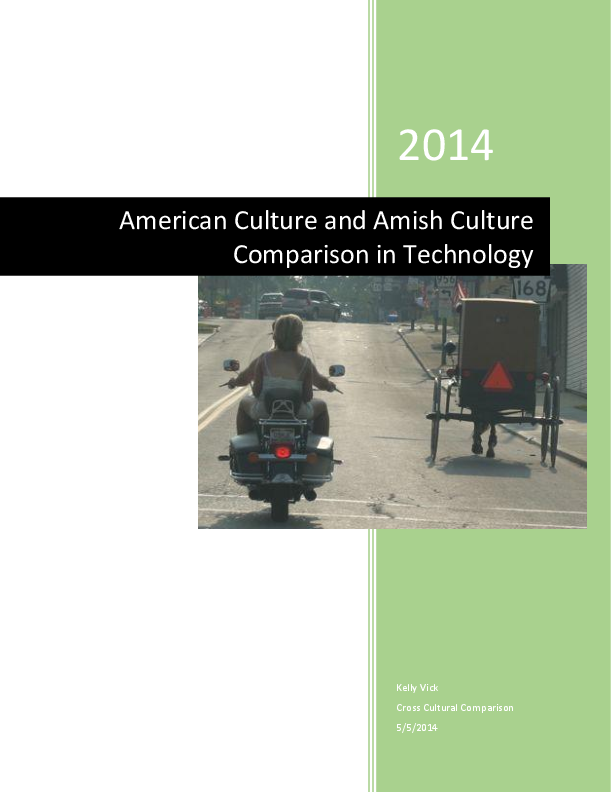 (DOC) Cross Cultural comparison American and AMish Culture