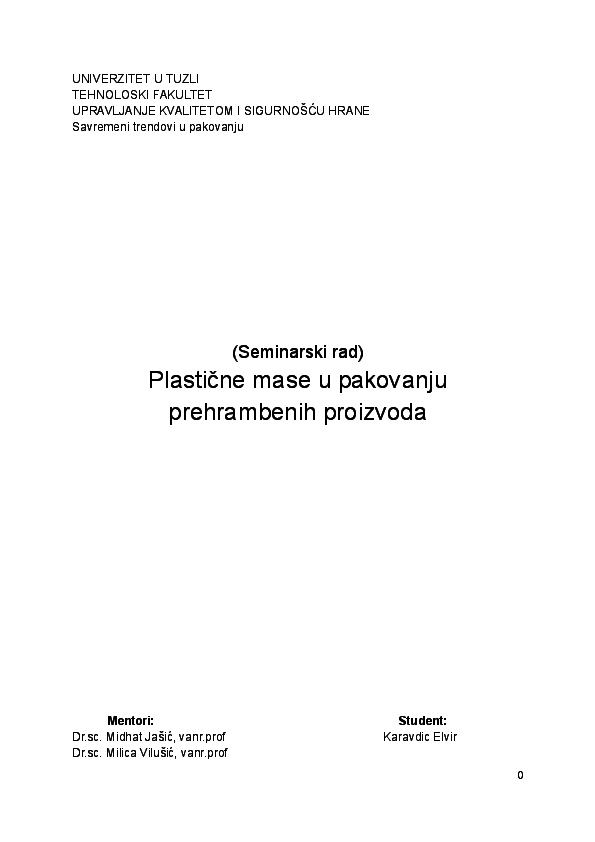 (DOC) Elvir Karavdic- Plasticne mase