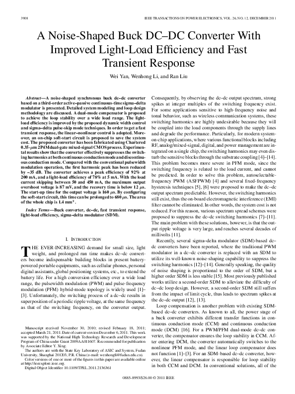 (PDF) A Noise-Shaped Buck DC–DC Converter With Improved Light-Load ...