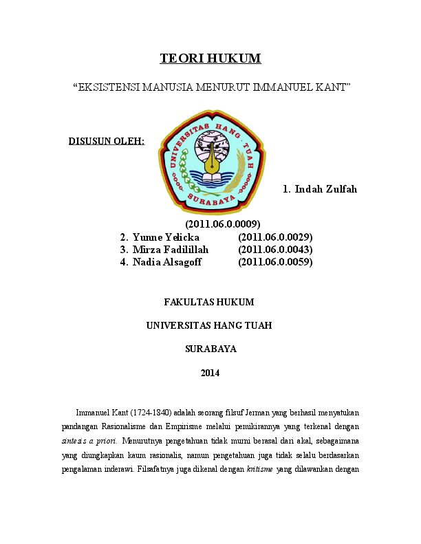 (DOC) Eksistensi Manusia menurut Immanuel kant