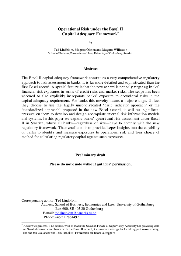 (PDF) Operational Risk under the Basel II Capital Adequacy Framework