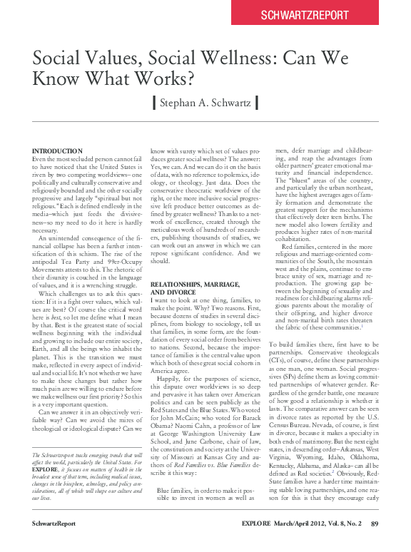 (PDF) Social Values, Social Wellness: Can We Know What Works?