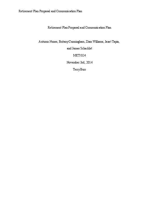 (DOC) Retirement Plan Proposal and Communication Plan