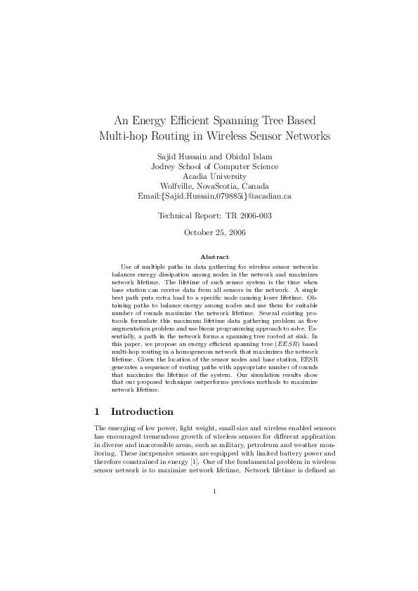 Pdf An Energy Efficient Spanning Tree Based Multi Hop Routing In Wireless Sensor Networks