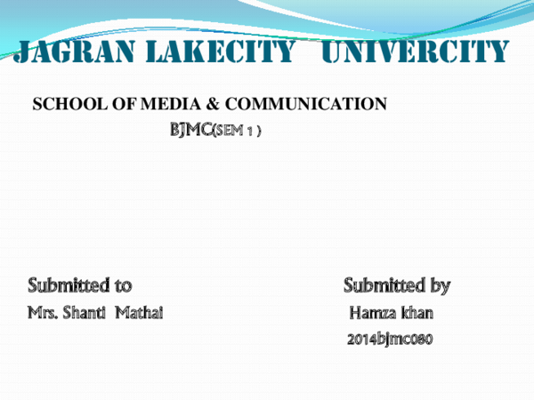 (PPT) JAGRAN LAKECITY UNIVERCITY