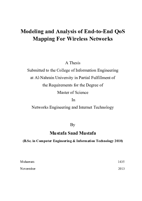 Pdf Modeling And Analysis Of End To End Qos Mapping For Wireless Networks