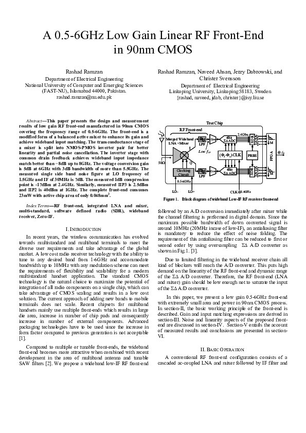 (PDF) A 0.5–6GHz low gain linear RF front-end in 90nm CMOS