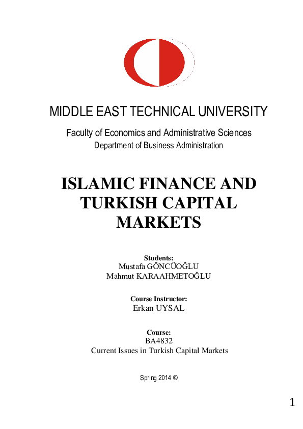 (DOC) ISLAMIC FINANCE AND TURKISH CAPITAL MARKETS
