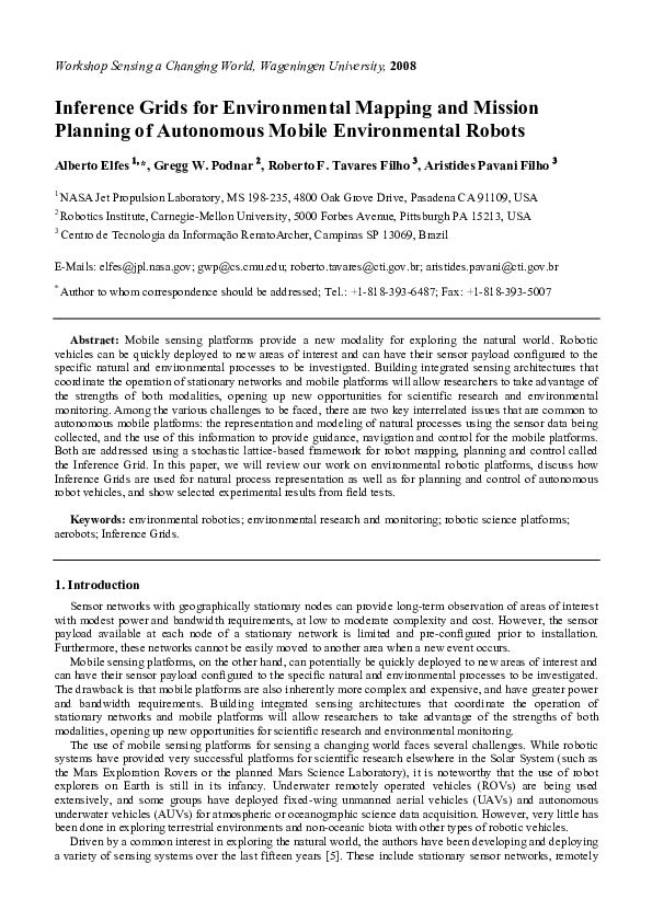 (PDF) Inference Grids for Environmental Mapping and Mission Planning of ...