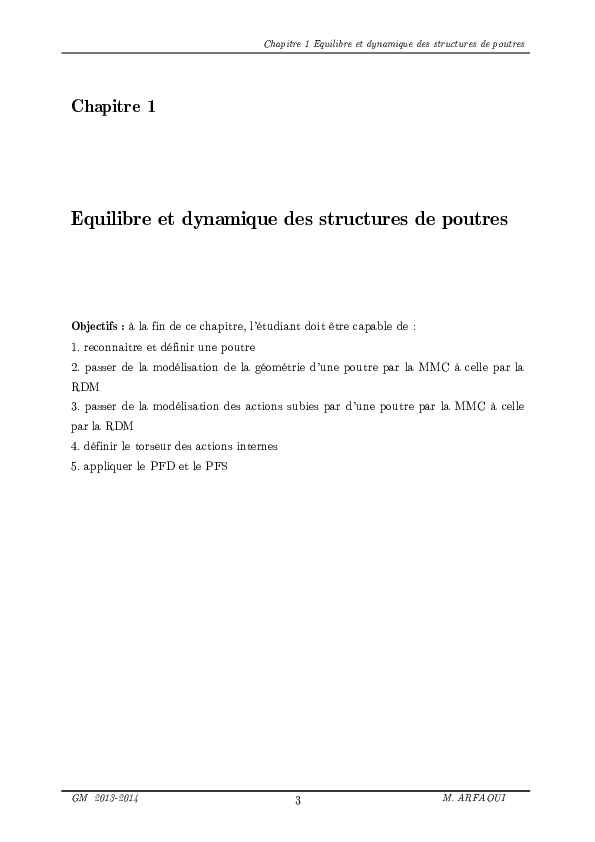 (PDF) Chapitre 1 Equilibre et dynamique des structures de poutres