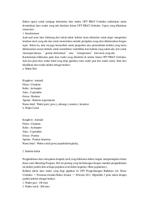 (DOC) Budidaya ikan wader