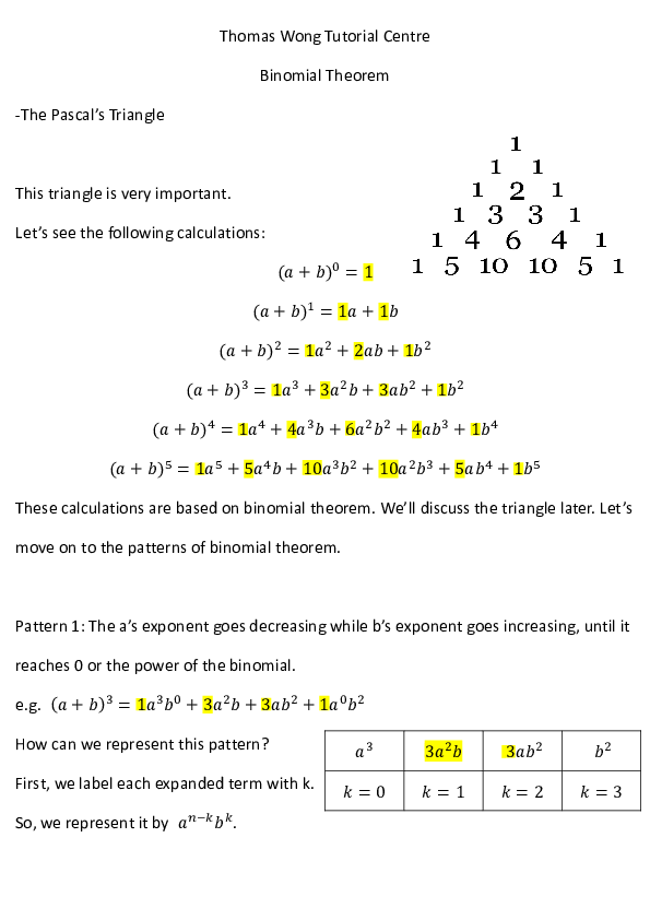 (DOC) binomial theorem