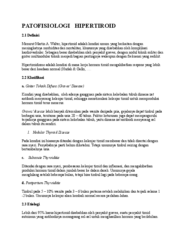 (DOC) PATOFISIOLOGI HIPERTIROID 2.1 Definisi