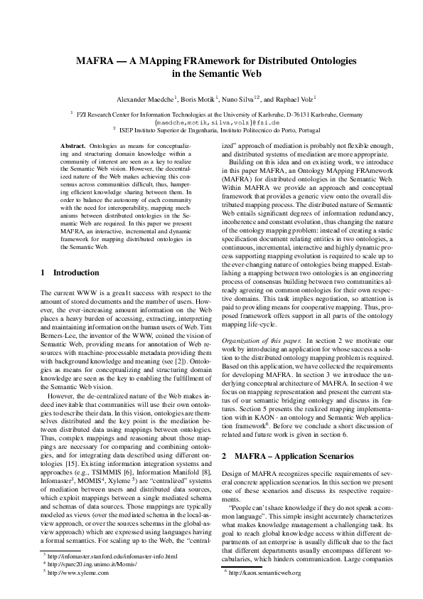 (PDF) MAFRA — An Ontology MApping FRAmework in the Context of the Semantic Web