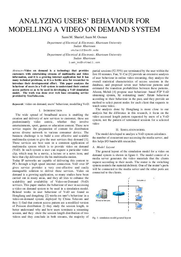 (PDF) ANALYZING USERS' BEHAVIOUR FOR MODELLING A VIDEO ON DEMAND SYSTEM