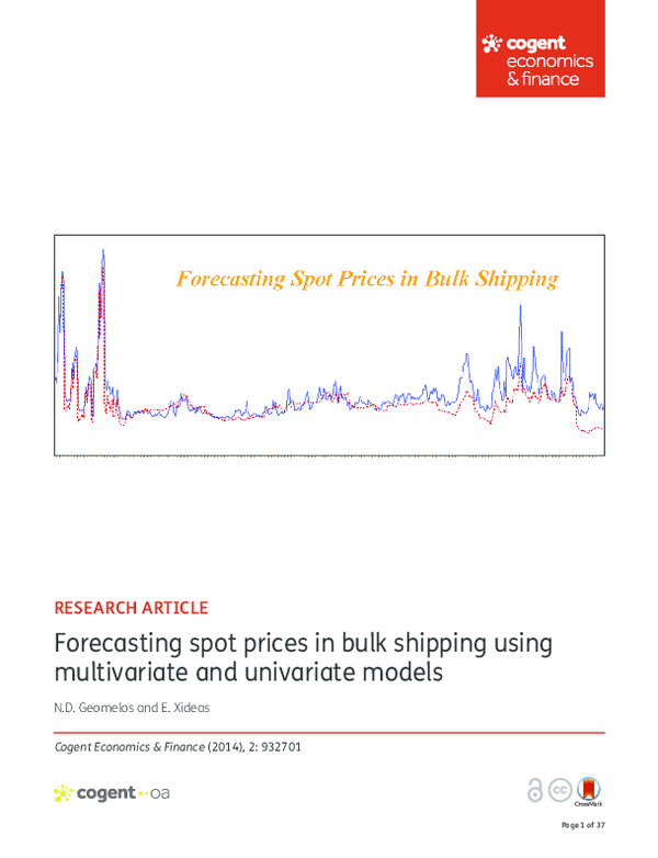 Pdf Forecasting Spot Prices In Bulk Shipping Using Multivariate And