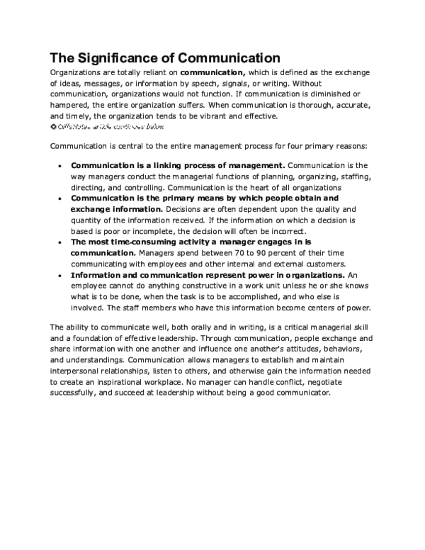 (DOC) The Significance of Communication