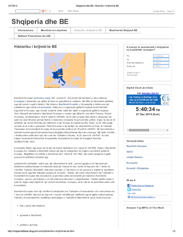 (PDF) Shqiperia dhe BE Historiku i krijimit te BE