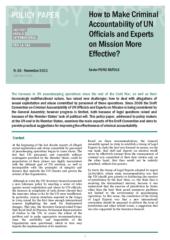(PDF) How to Make Criminal Accountability of UN Officials and Experts ...