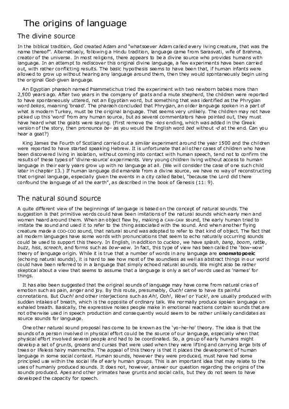 (DOC) The origins of language