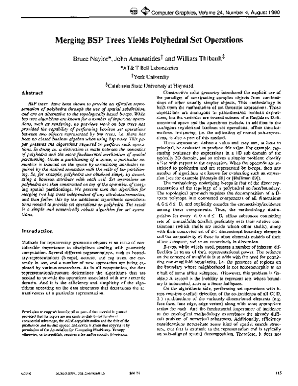 (PDF) Merging BSP trees yields polyhedral set operations