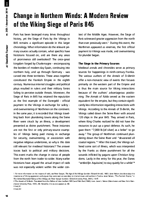 (PDF) Change in Northern Winds: A Modern Review of the Viking Siege of ...