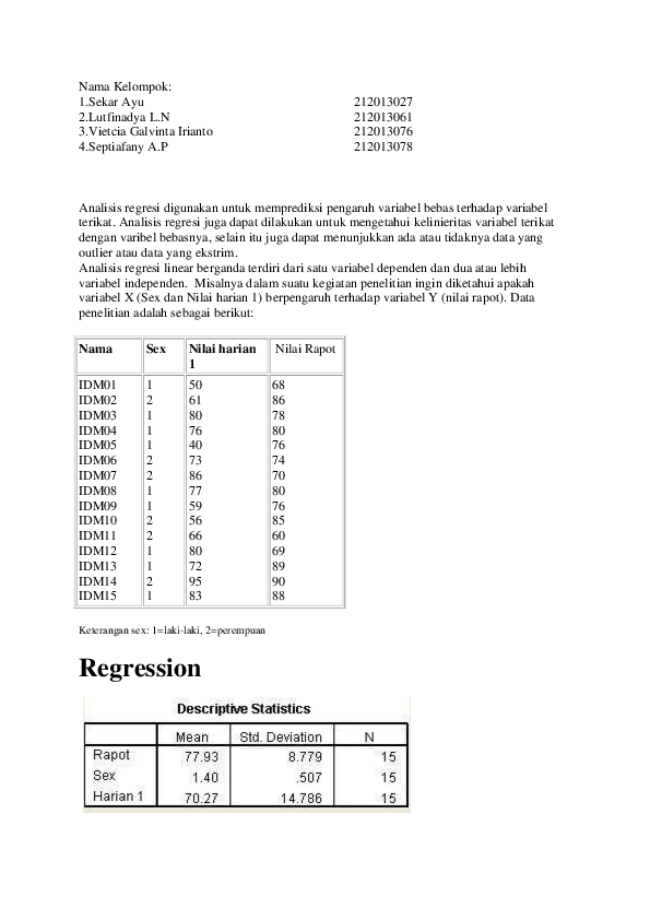 (DOC) PAPER STATISTIKA REGRESI