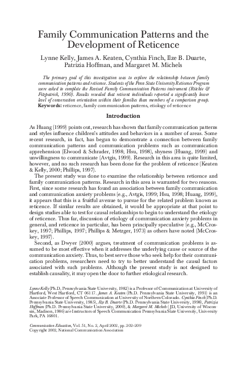 (PDF) Family Communication Patterns and the Development of Reticence