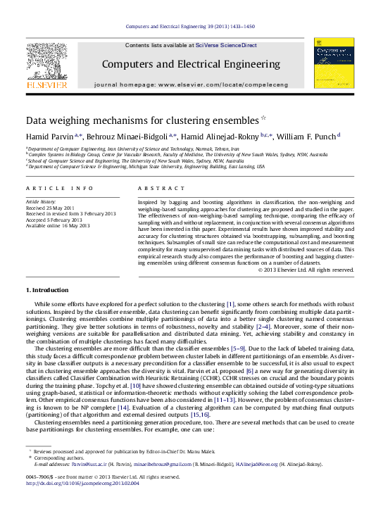 (PDF) Data Weighting Mechanisms for Clustering Ensembles