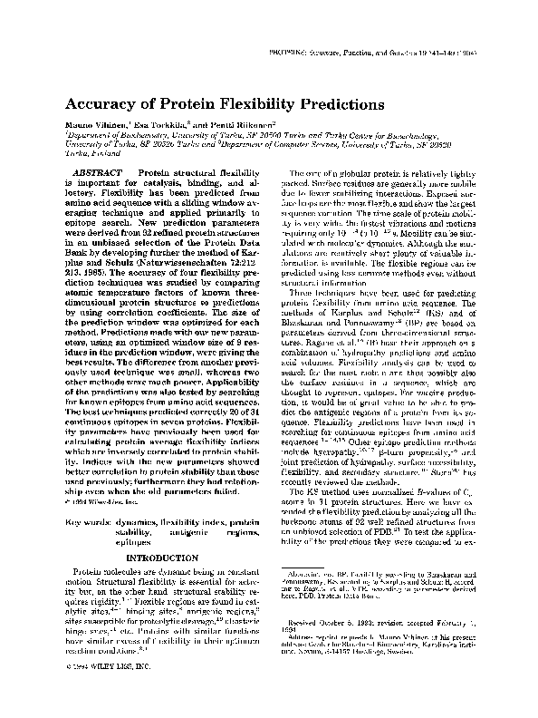 (PDF) Accuracy of Protein Flexibility Predictions