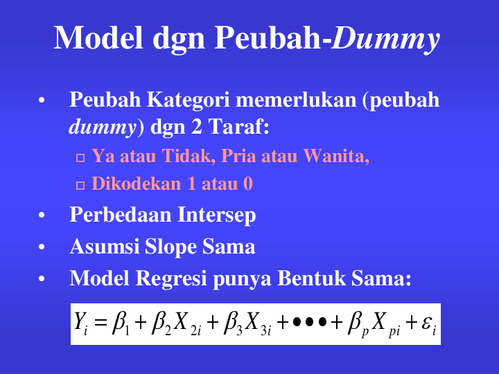 Model Regresi dengan Peubah Dummy
