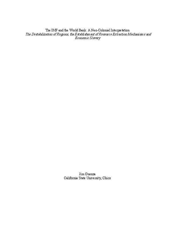 (DOC) The IMF and the World Bank: A Neo-Colonial Interpretation