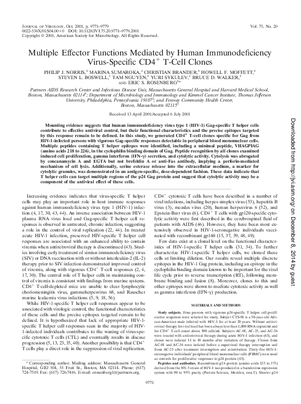 (PDF) Multiple Effector Functions Mediated by Human Immunodeficiency ...