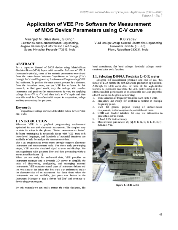 (PDF) Application of VEE Pro Software for Measurement of MOS Device ...