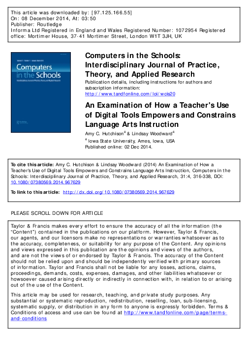 (PDF) An Examination of How A Teacher's Use of Digital Tools Empowers ...