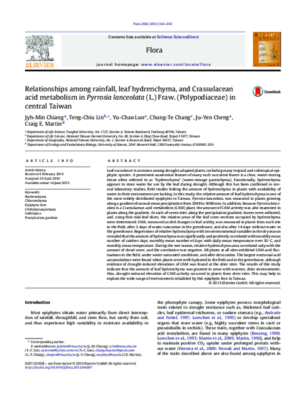 (PDF) Relationships among leaf hydrenchyma, rainfall, and crassulacean ...